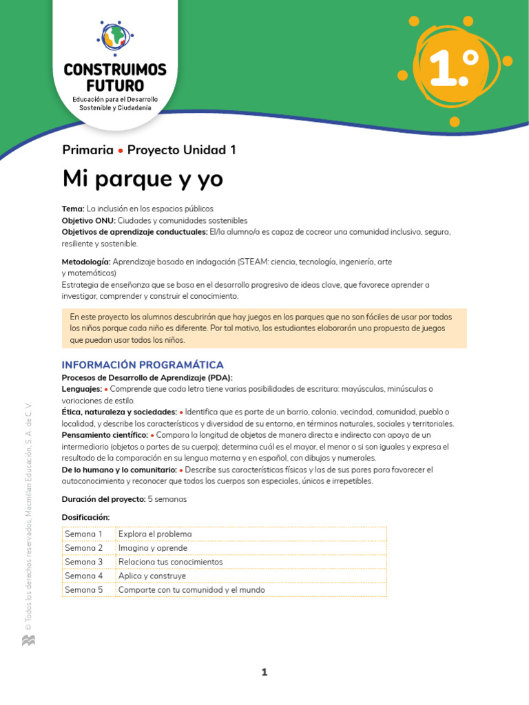 IPL 1 U1 Proyecto Mi Parque y Yo | PDF | Aprendizaje | Cognición