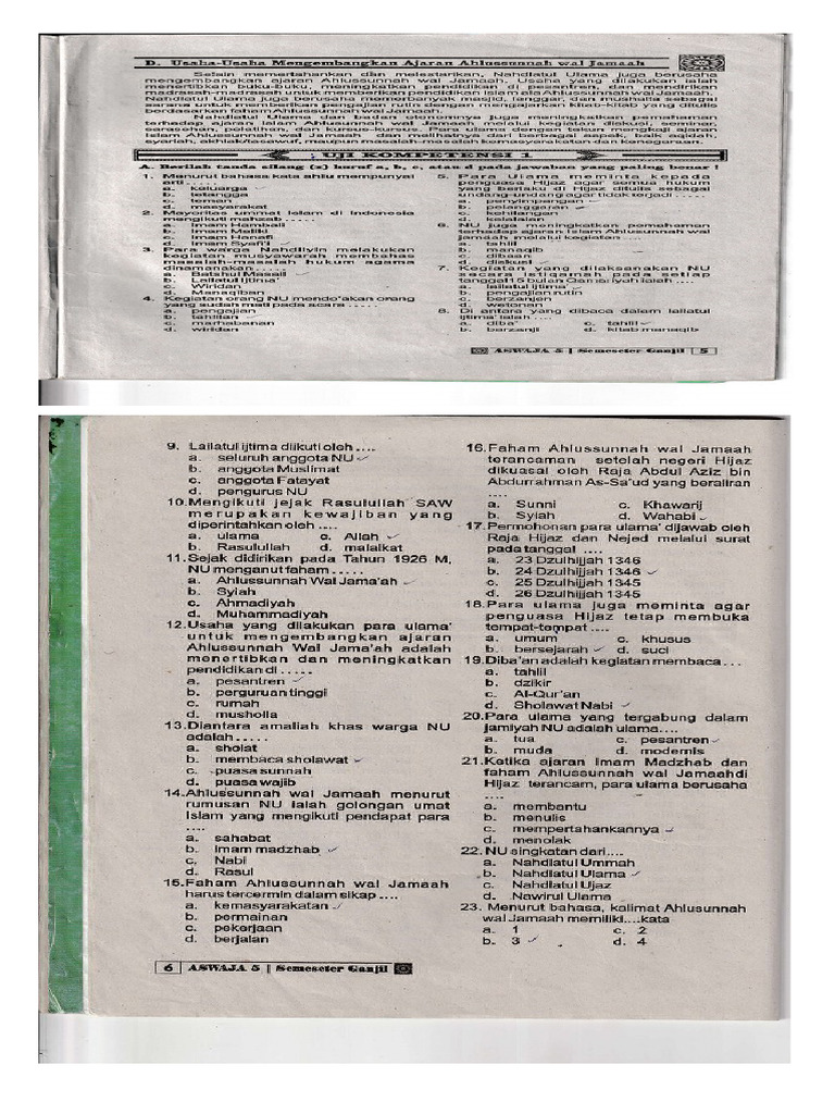 Soal-Soal Aswaja Ke 7 | PDF
