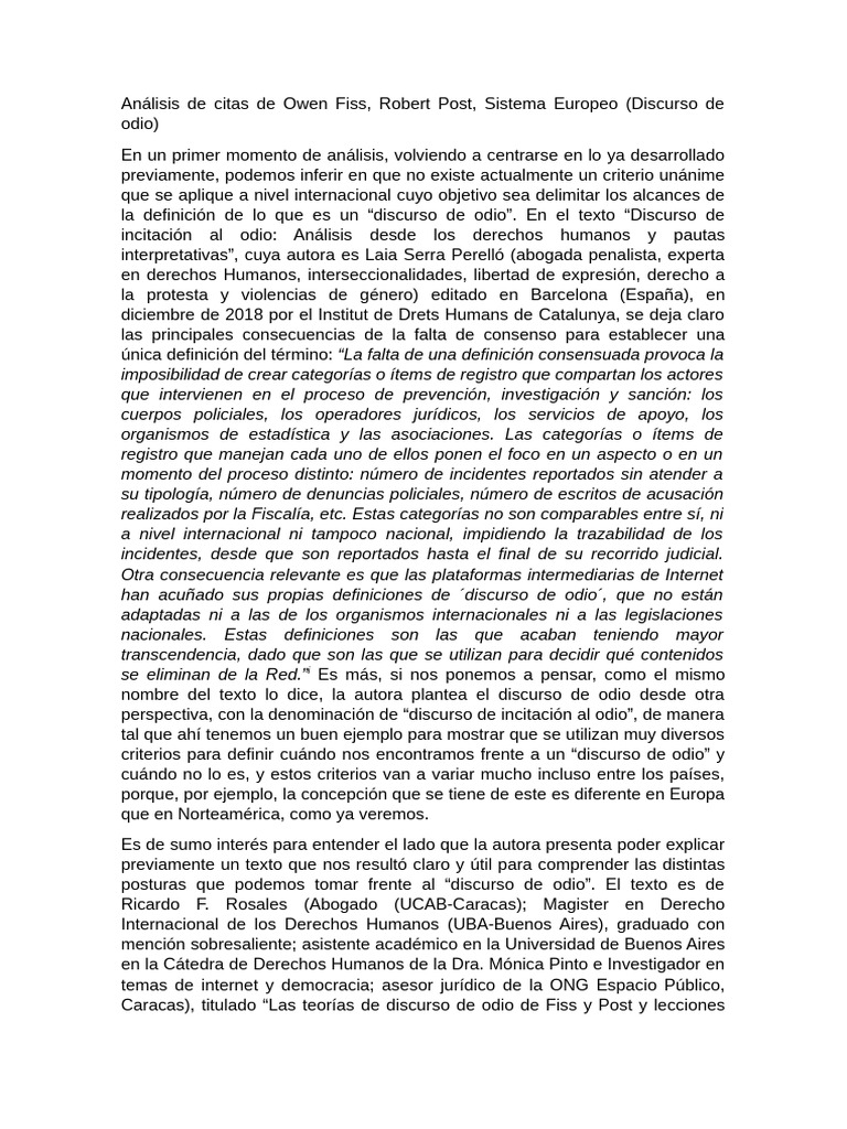 Discurso de odio: Análisis y perspectivas | PDF | Libertad de expresión ...