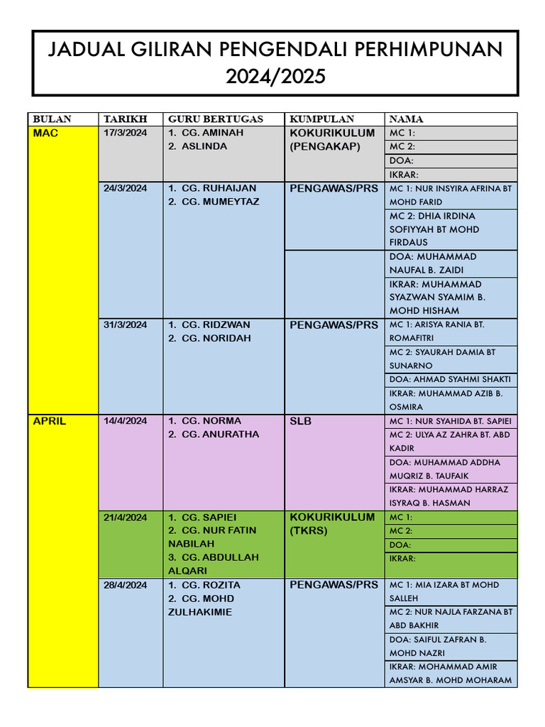 Jadual Perhimpunan SKMR 2024/2025 | PDF | Life Of Muhammad | Banu Hashim