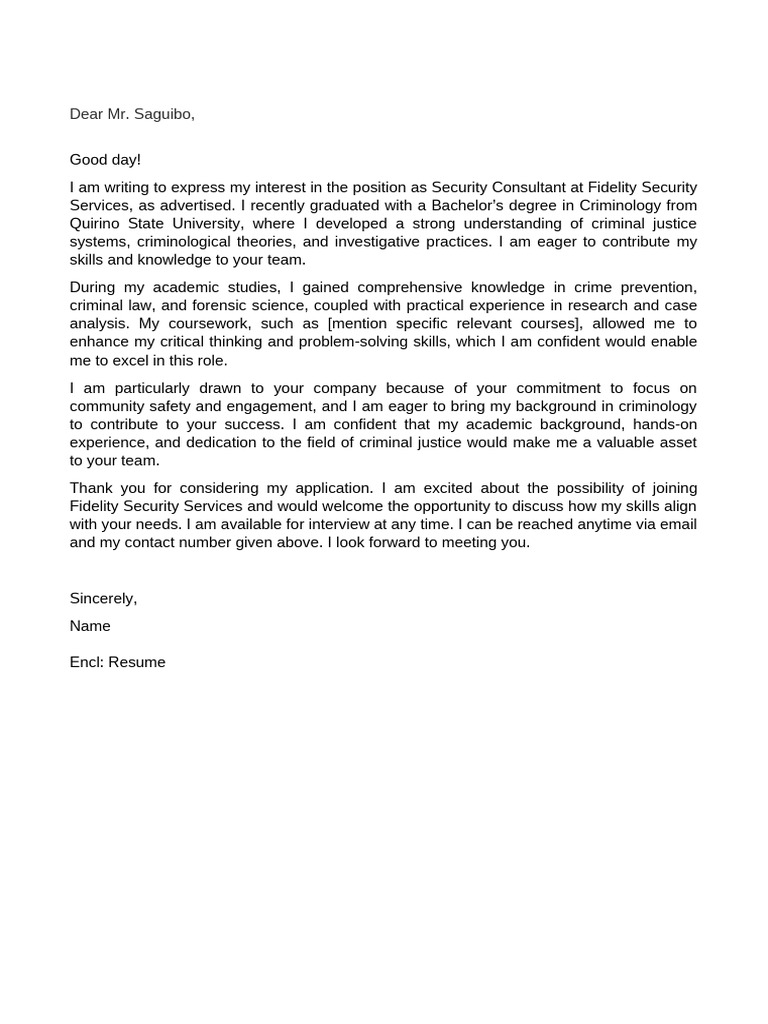 Criminology Graduate Application Letter | PDF