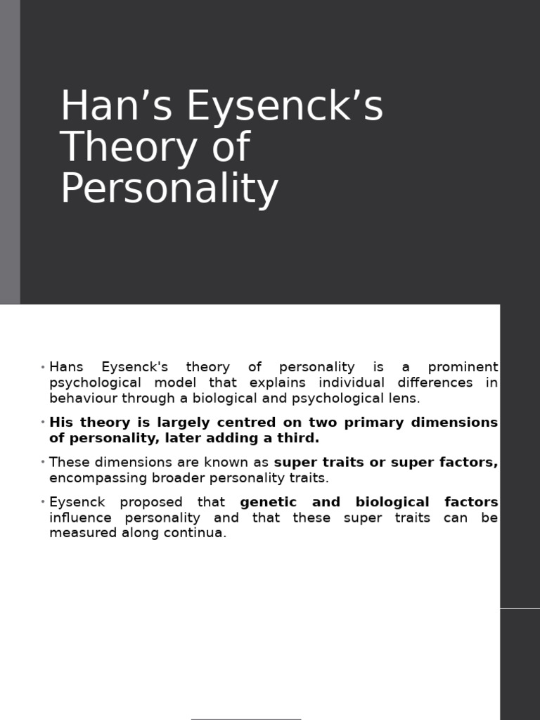 Han's Eysenck's Theory of Personality | PDF | Extraversion And ...