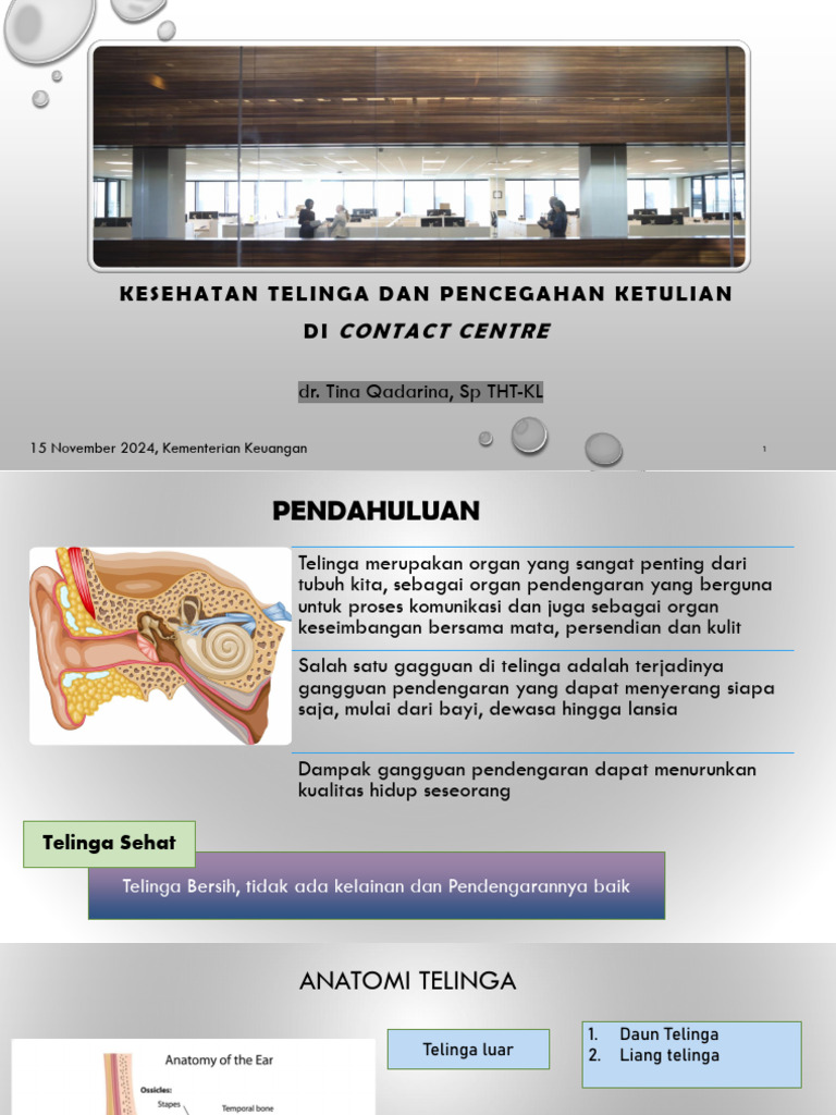 DR - Tina - Kesehatan Telinga Dan Pencegahan Ketulian Di Contact Centre ...