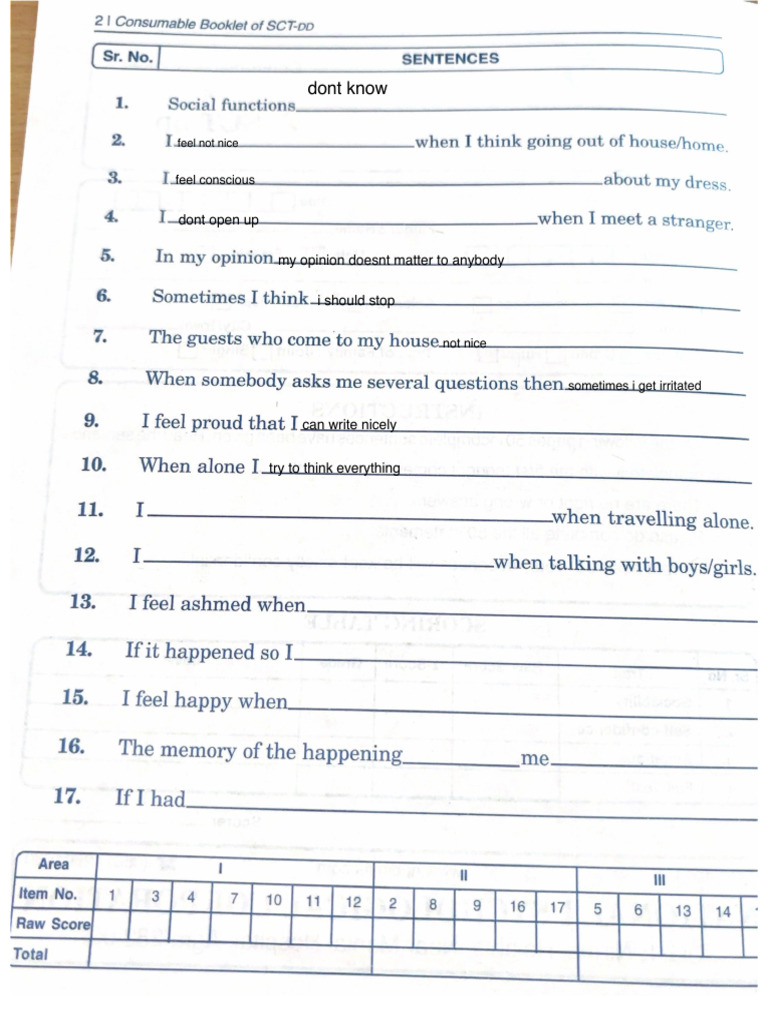 SCT Record Form | PDF