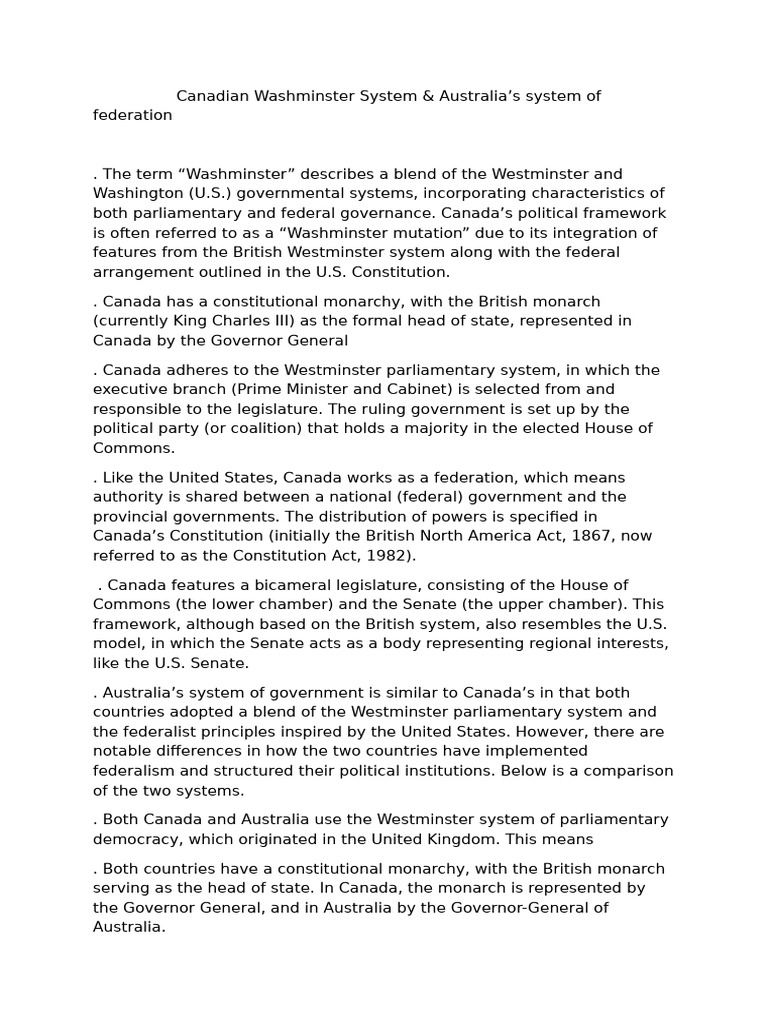 Washminster System - Yusuf | PDF | Westminster System | Federalism