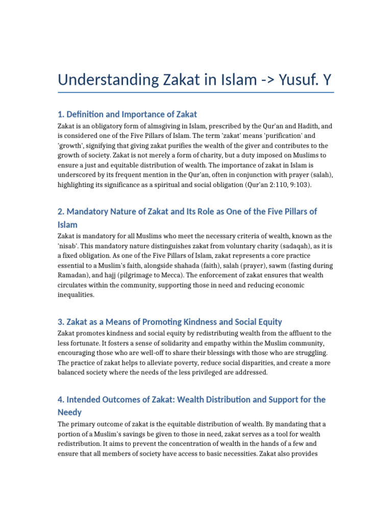 Understanding Zakat: Islamic Obligation | PDF | Islamic Ethics ...