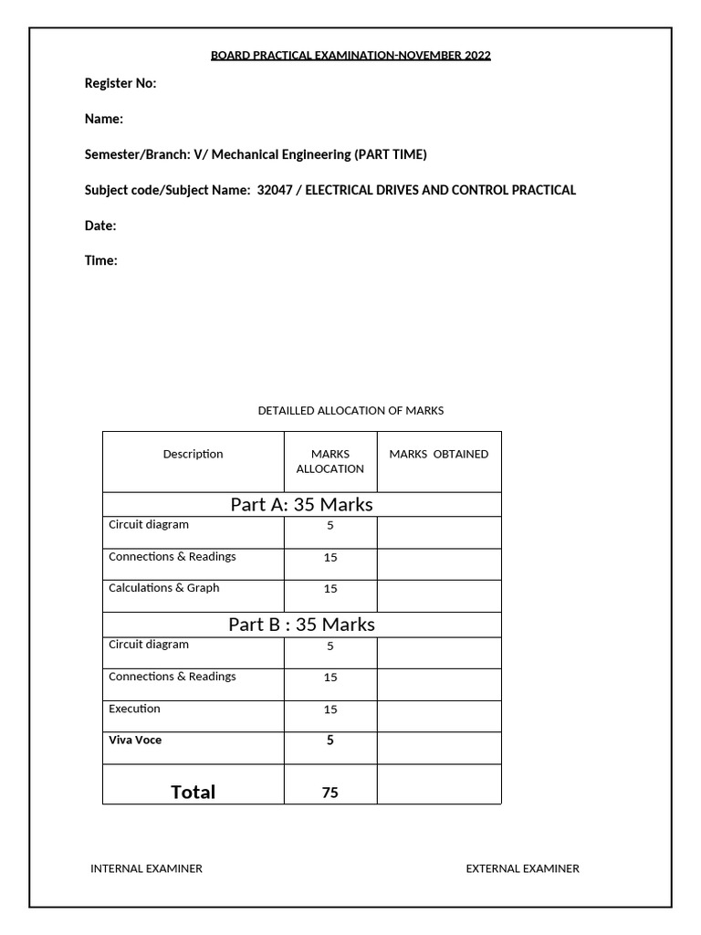 Edc PT Arrear Exam Front Page | PDF