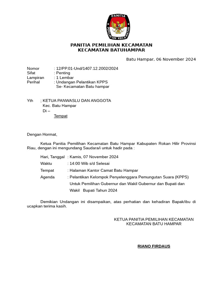 Und. PPK Pelantikan KPPS | PDF