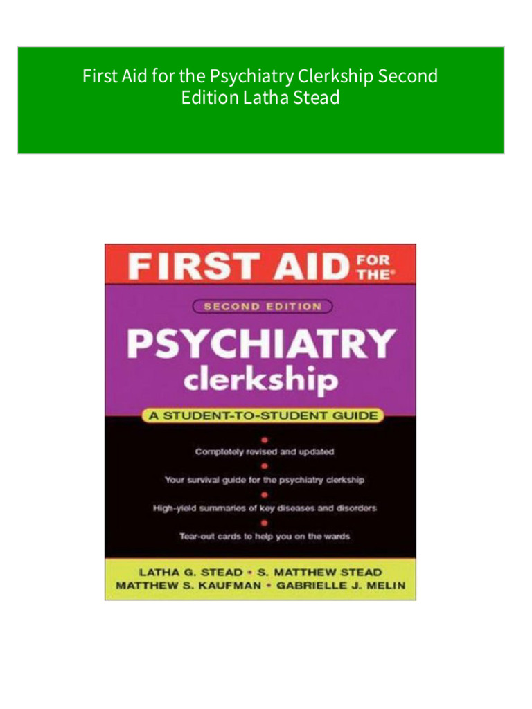 First Aid for Psychiatry Clerkship | PDF | Diagnostic And Statistical ...