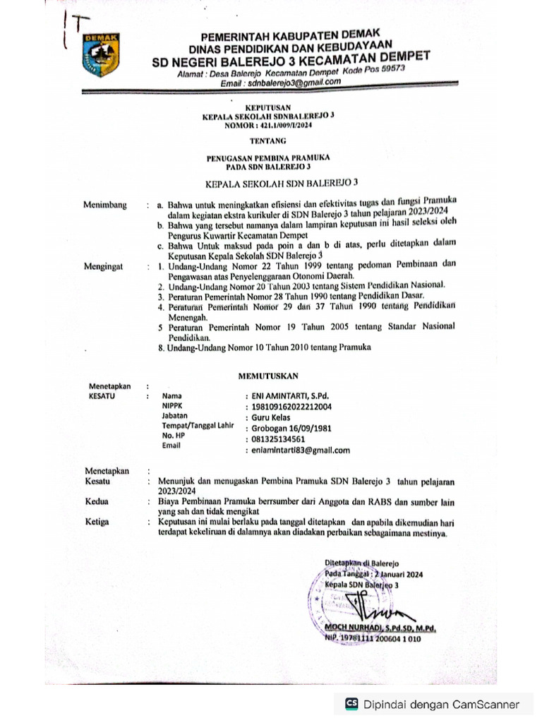 SK Extra Pramuka - Eni - Amintarti | PDF