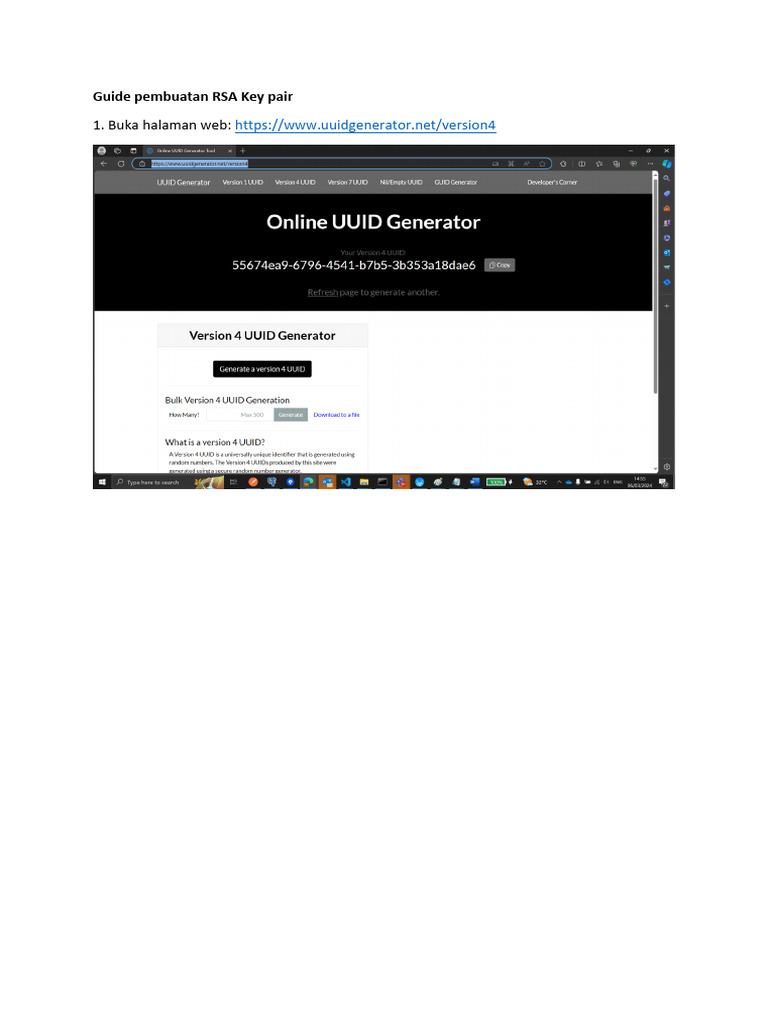 Guide Pembuatan UUID v4 | PDF