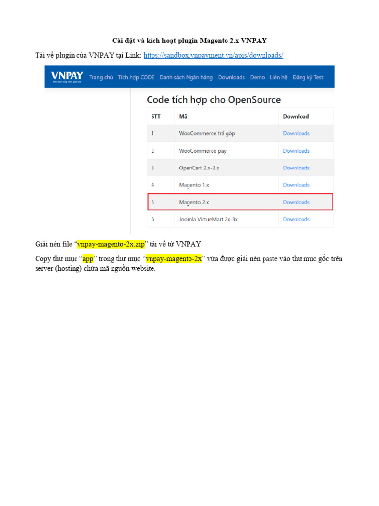Guid Plugin Magento2x VNpay | PDF