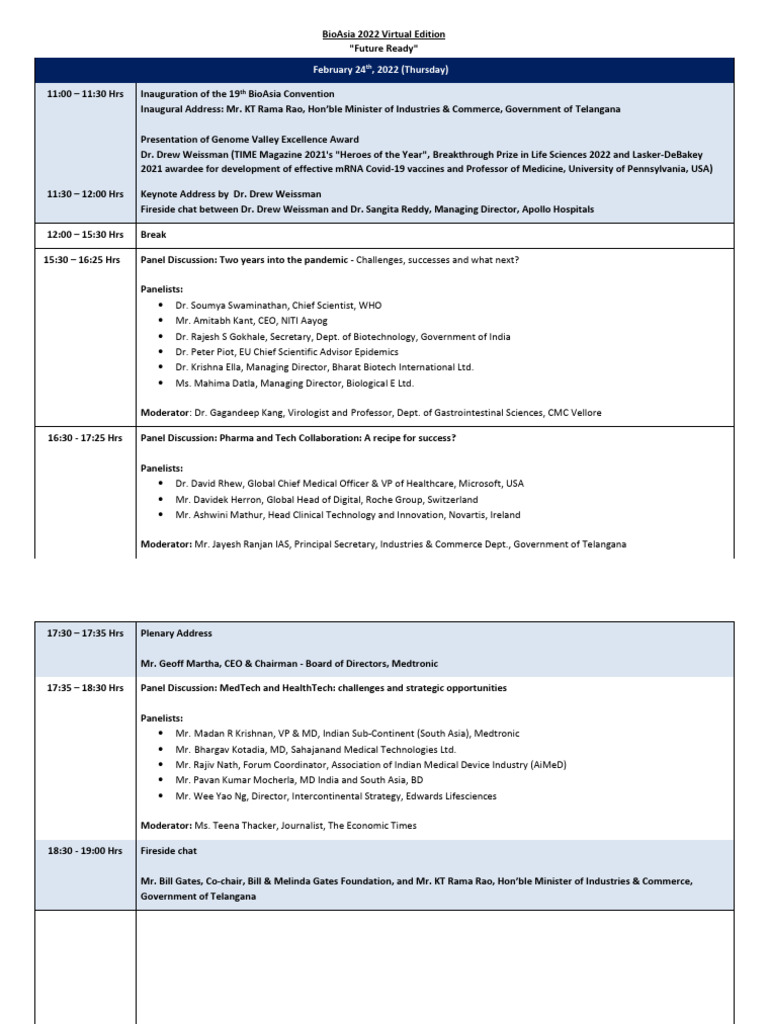BioAsia 2022 Programme Final | PDF | Wellness | Science & Mathematics