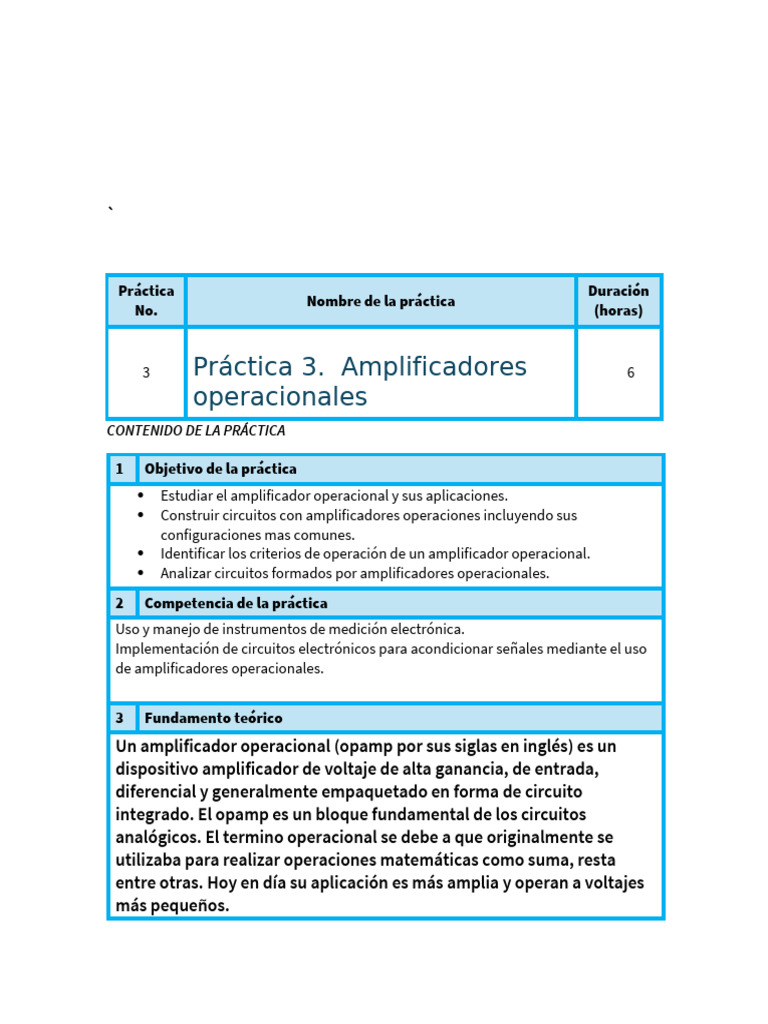 Práctica 3 ISM OPAMP | PDF | Amplificador operacional | Amplificador