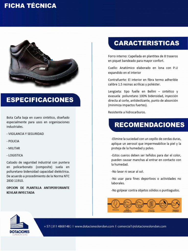 Ficha Tecnica Bota de Srguridad 820 | PDF