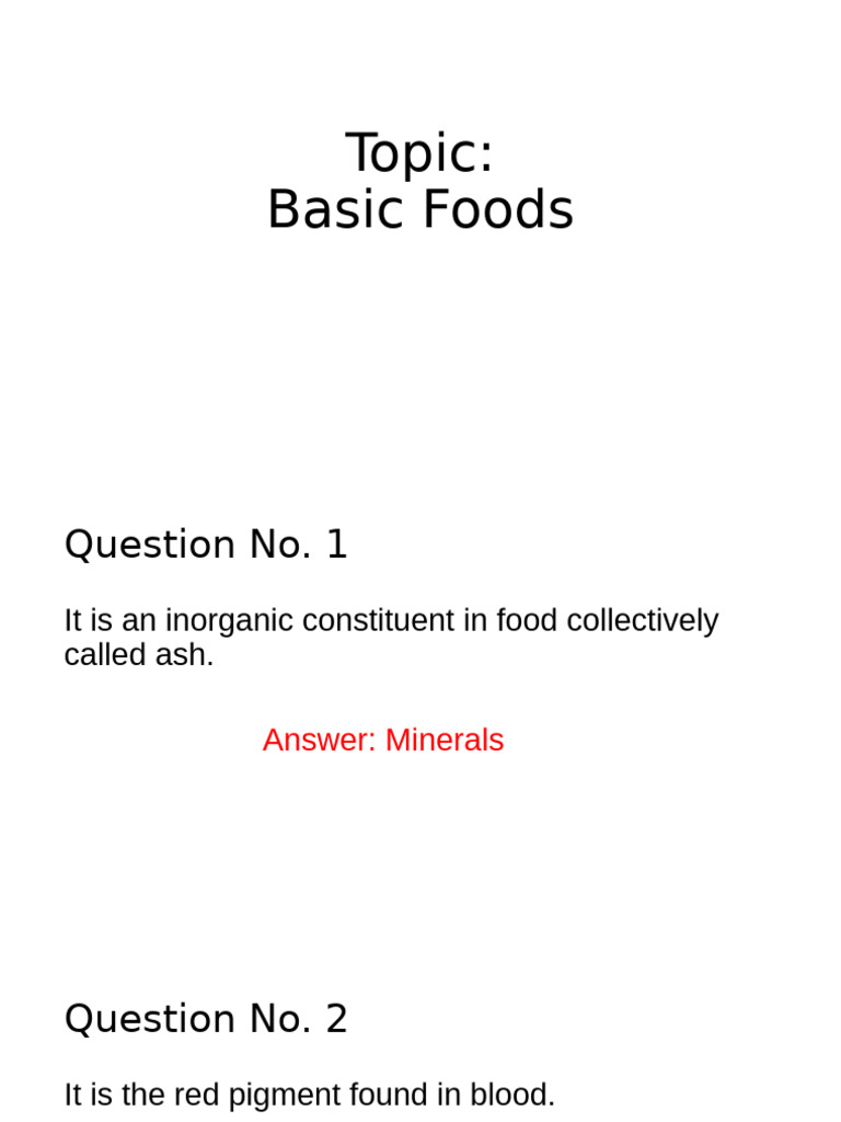 Practice Quiz Basic Foods | PDF | Foods | Food Energy