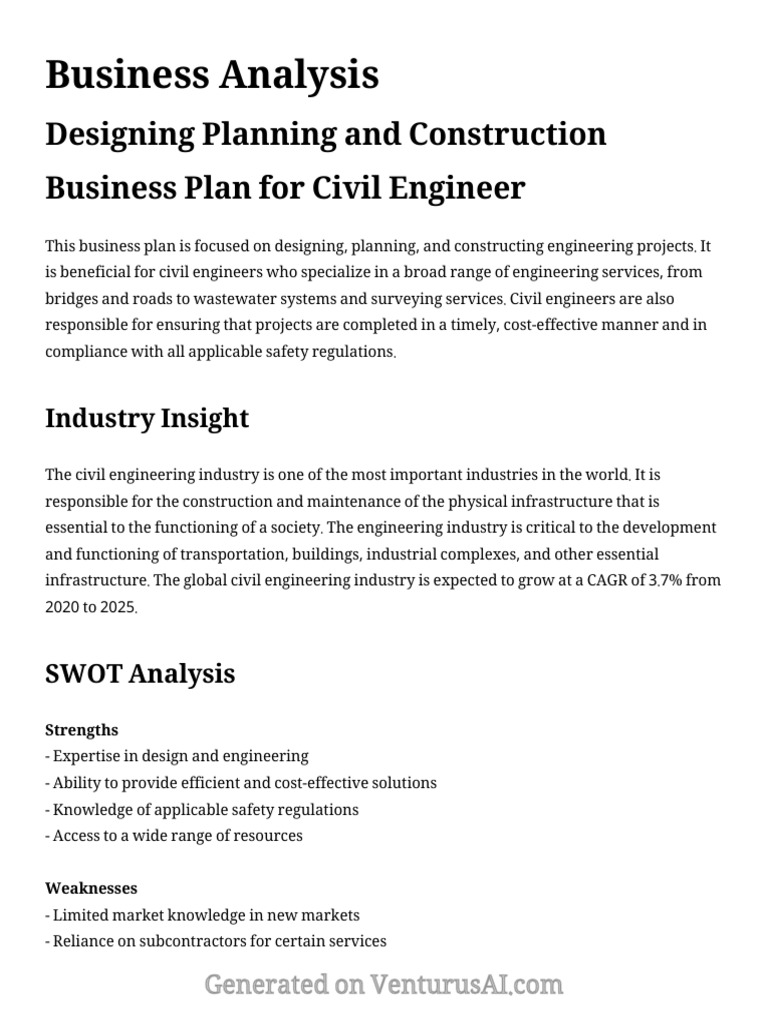 VenturusAI 44bIWq Designing Planning and Construction Business Plan For Civil | PDF ...