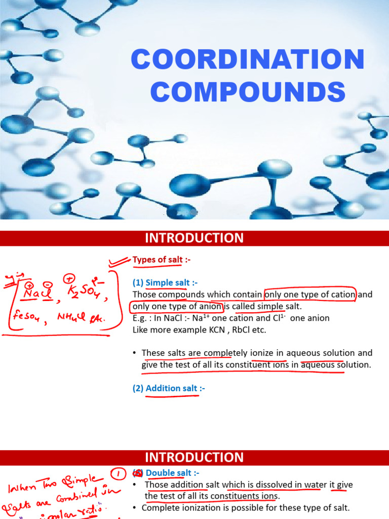 30 jan coordination | PDF | Coordination Complex | Ion