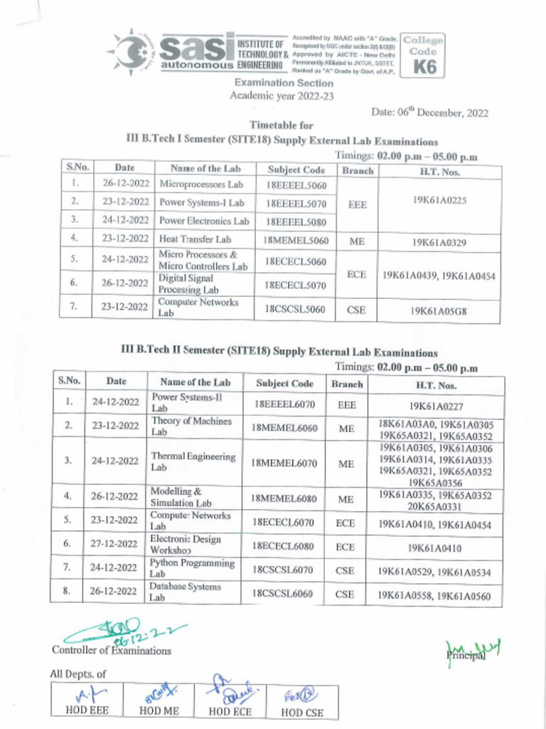 3-1, 3-2 Supply External Lab Timetables | PDF