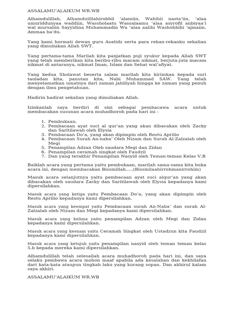 Teks MC Kelas VB | PDF | Perjalanan | Kajian Bahasa Asing