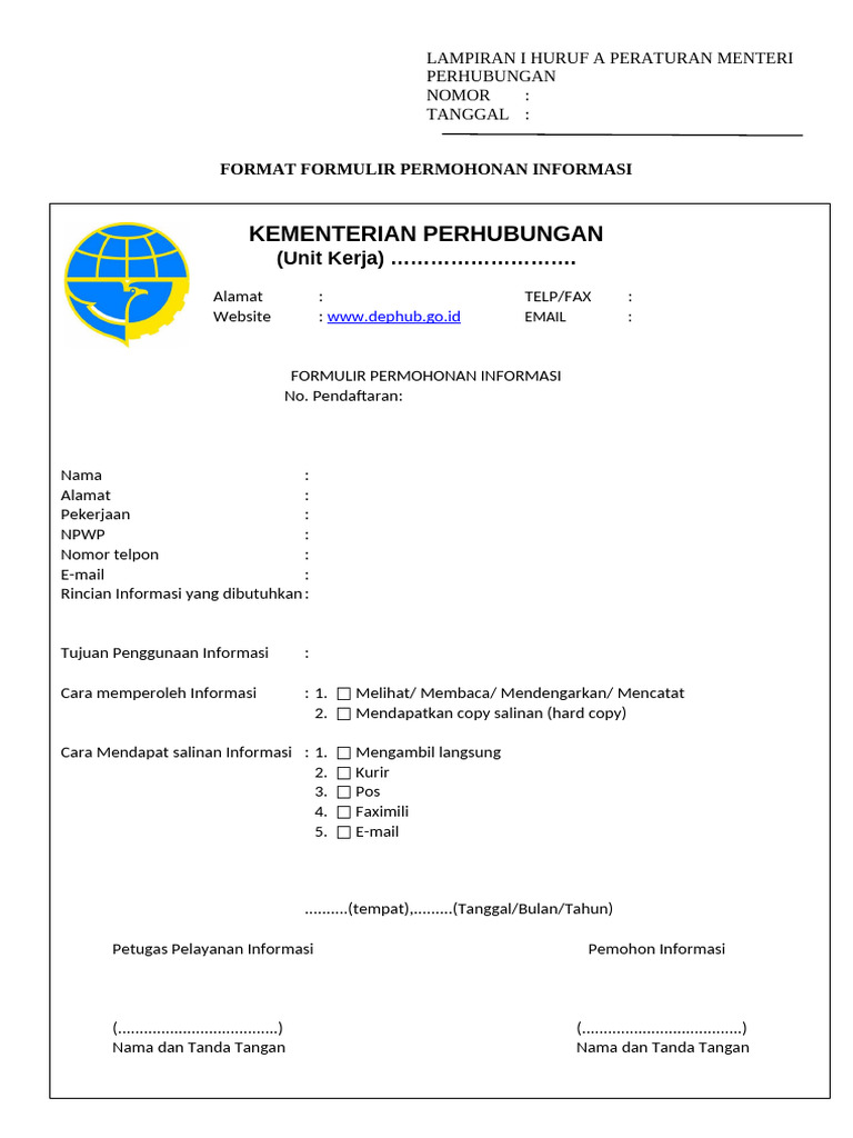 Formulir Permohonan Informasi | PDF