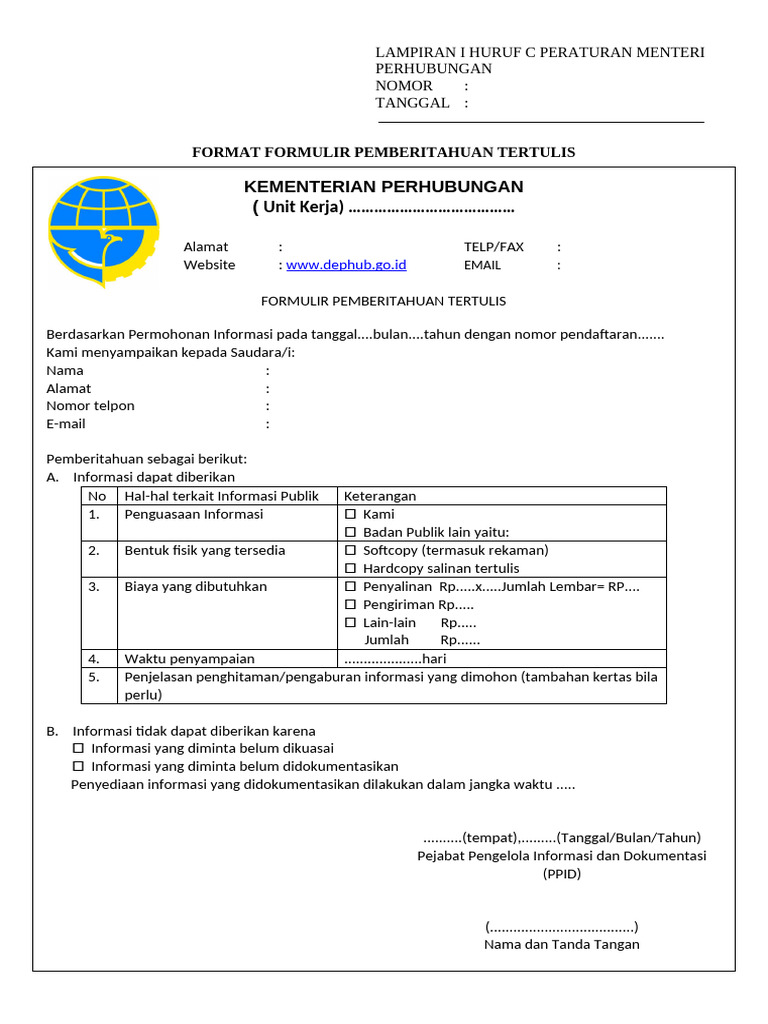 3. Form Pemberitahuan tertulis | PDF