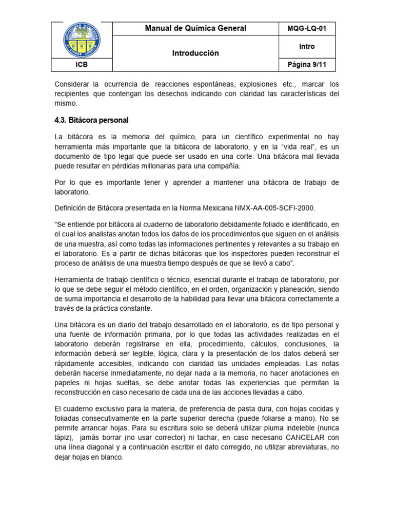 Bitácora de Laboratorio | PDF | Laboratorios