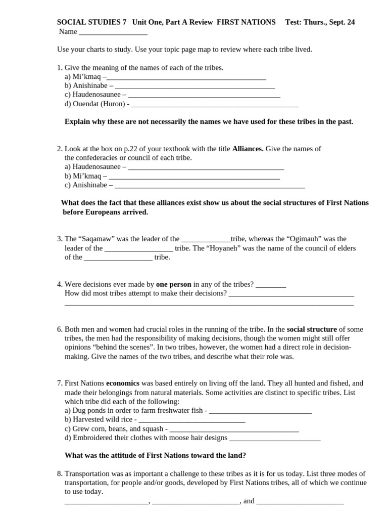 First Nations Test Review Sheet | PDF | First Nations | Indigenous ...