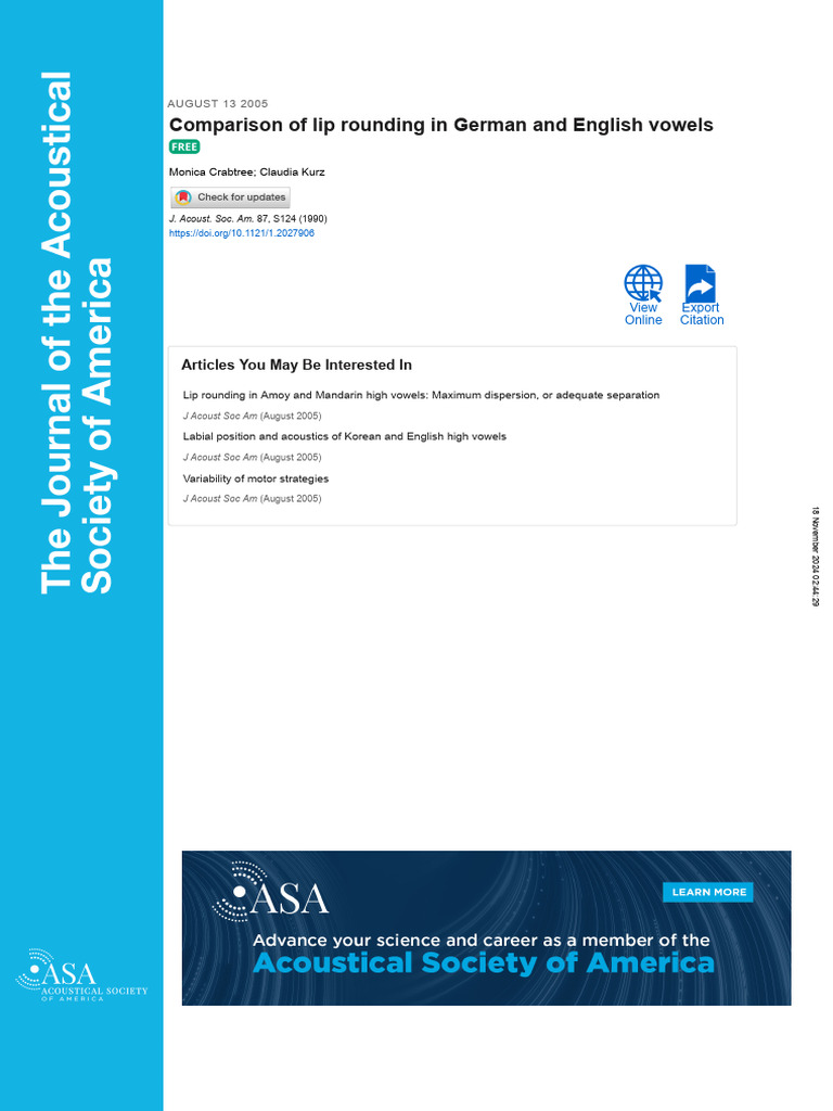 Comparison of Lip Rounding in German and English Vowels | PDF | Human ...