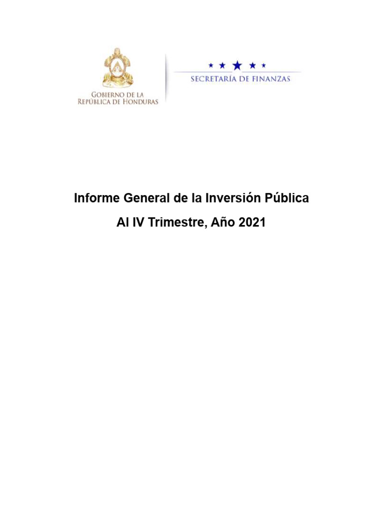 3 Informe General de La Inversion Publica 2021 | PDF | Presupuesto | Honduras