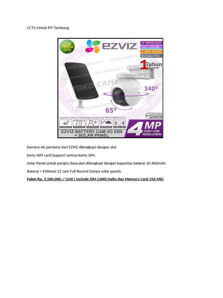 CCTV Untuk PIT Tambang | PDF