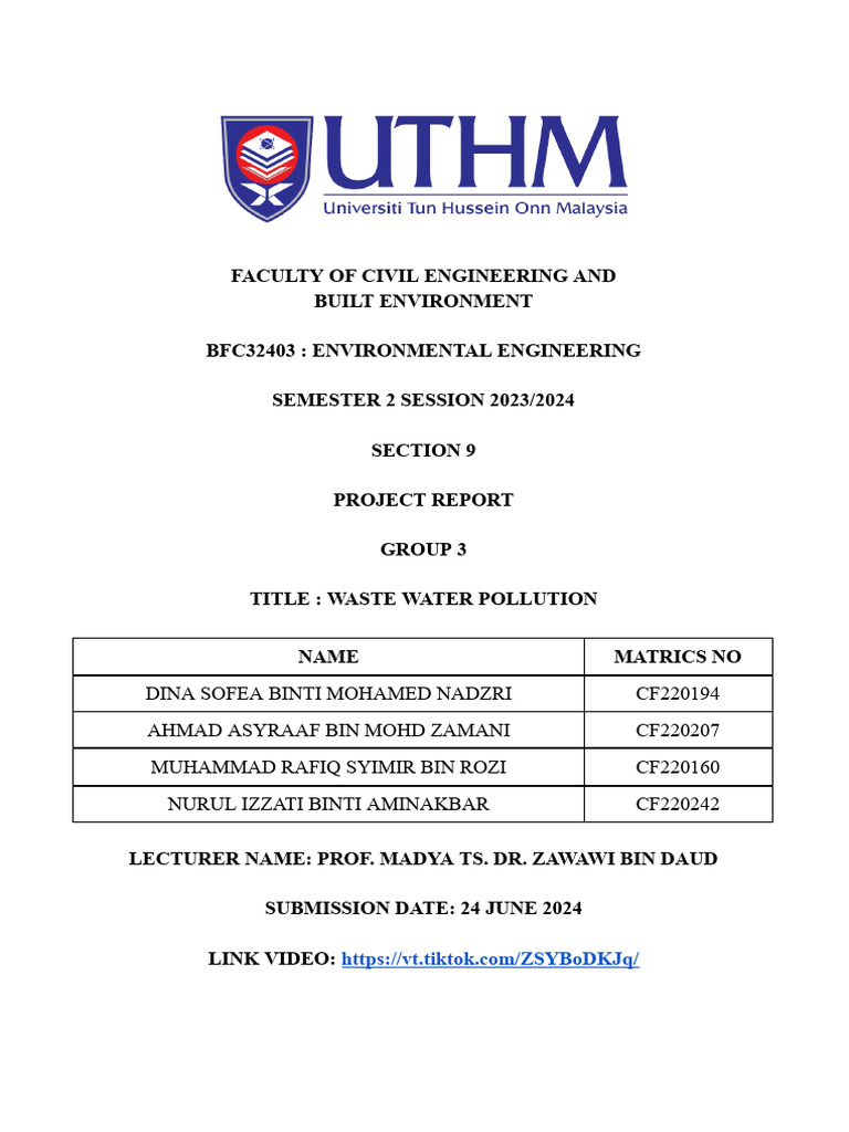 Reportprojectenvironment 28g3 29 | PDF | Water Pollution | Sustainability