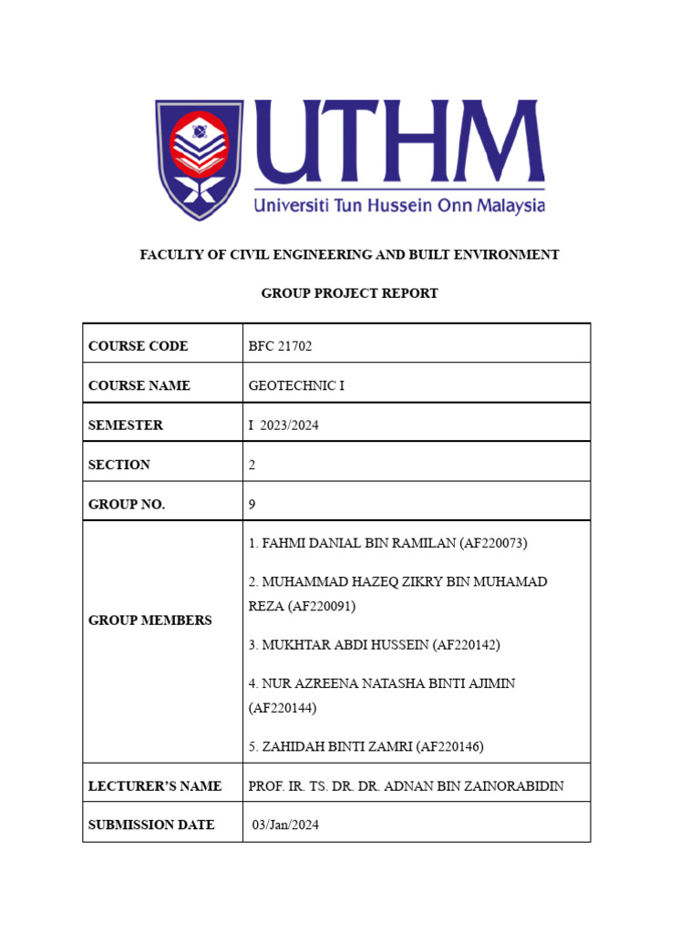 Geotechnic I Soil Classification Report | PDF | Soil | Natural Materials