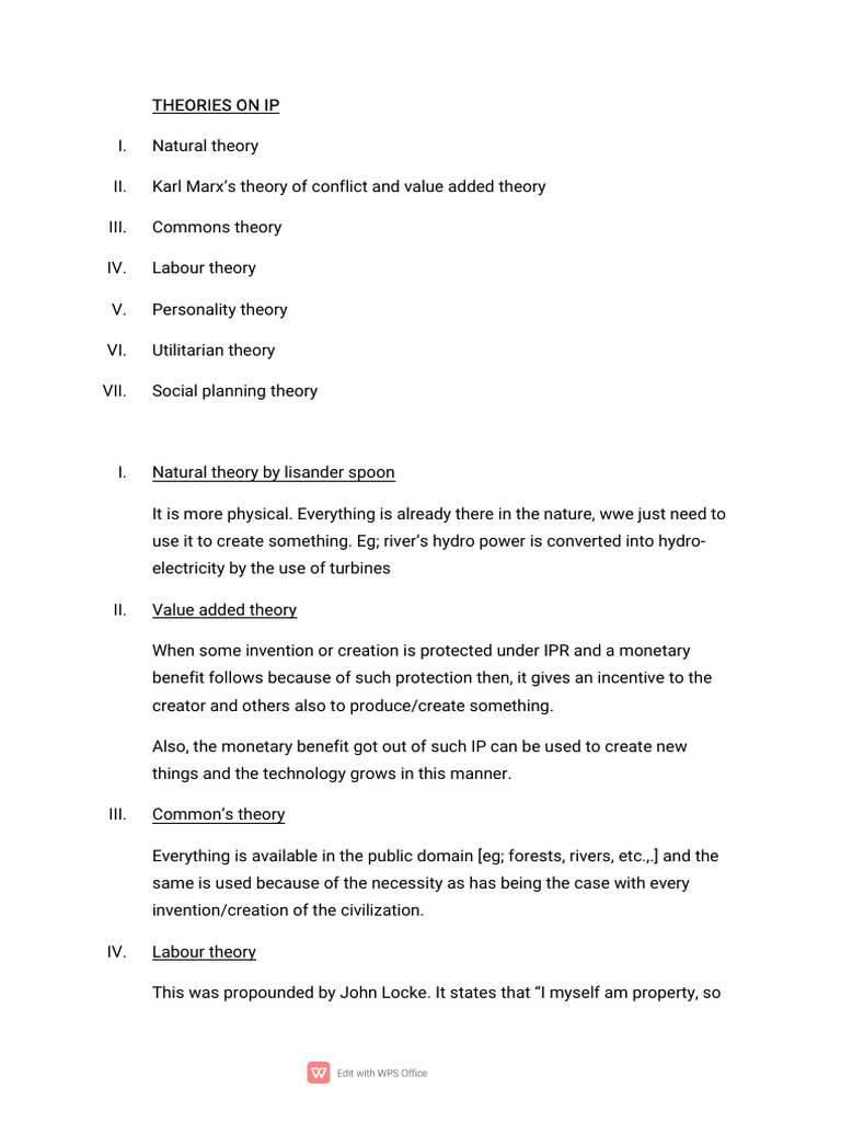 THEORIES ON IP Notes | PDF