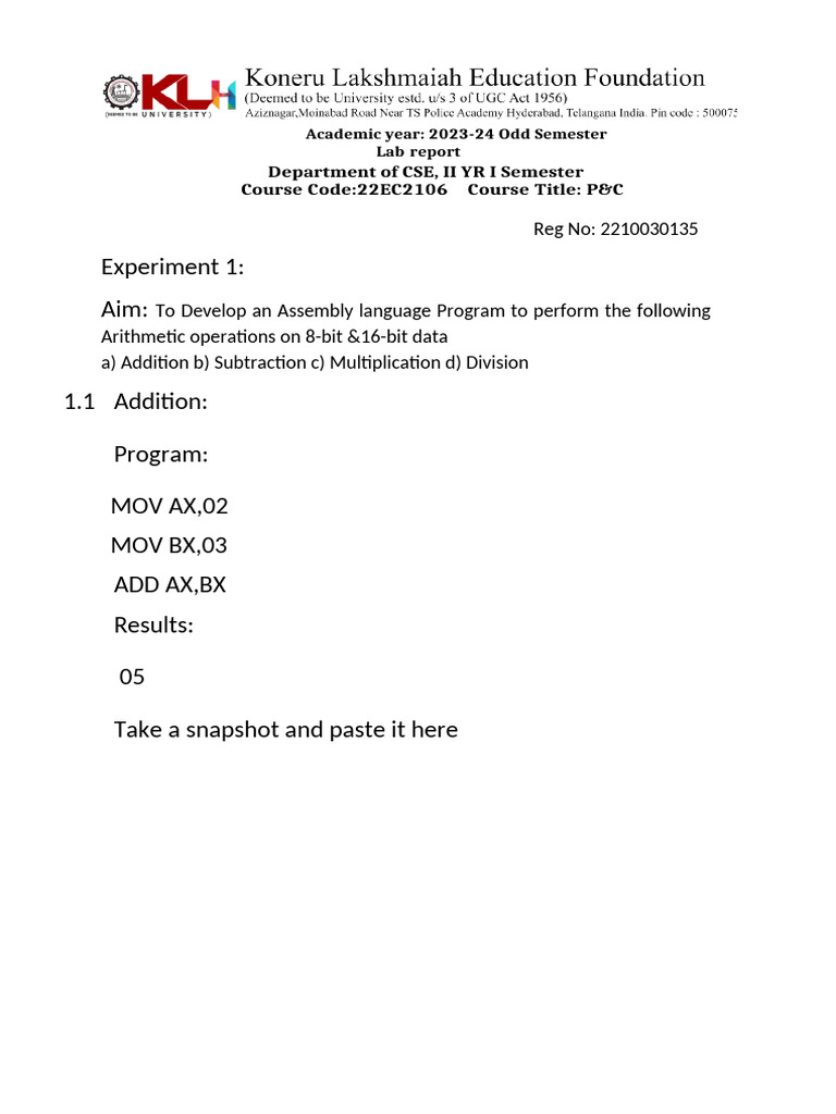 Lab Report Exp1 | PDF