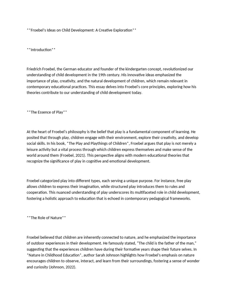 Froebel's Ideas-WPS Office | PDF | Creativity | Learning