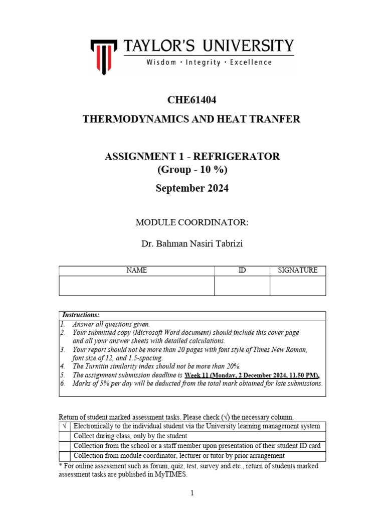 Assignment 1 - Refrigerator | PDF | Refrigeration | Flow Measurement