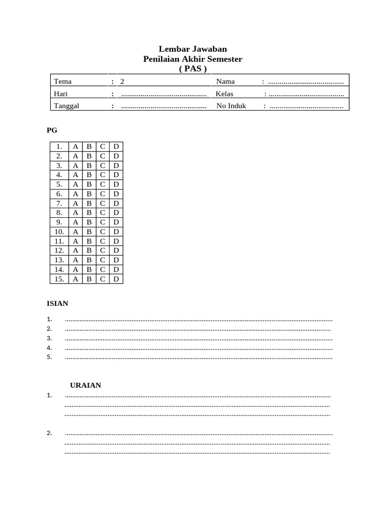 Lembar Jawaban Bahasa Dan Sastra Sunda | PDF