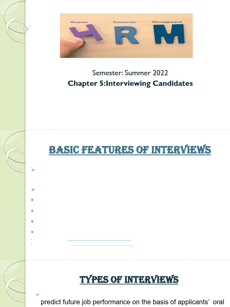 Chapter 5 Interviewing Candidates | PDF | Job Interview | Performance ...