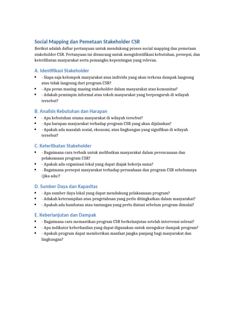Social Mapping Stakeholder CSR | PDF | Ilmu Sosial
