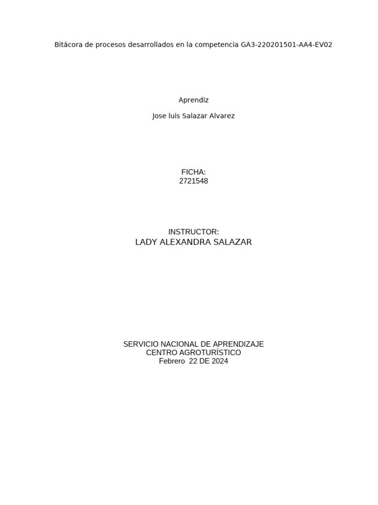 GA3-2202015-01-AA4-EV02 - Bitacora de Procesos Desarrollados en La Competencia | PDF | La ...