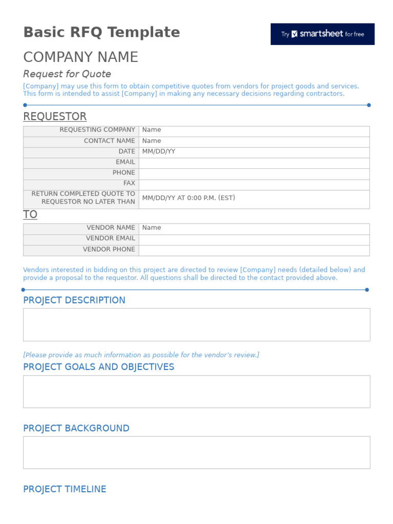 Ic Basic RFQ Template 12139 - Word | PDF