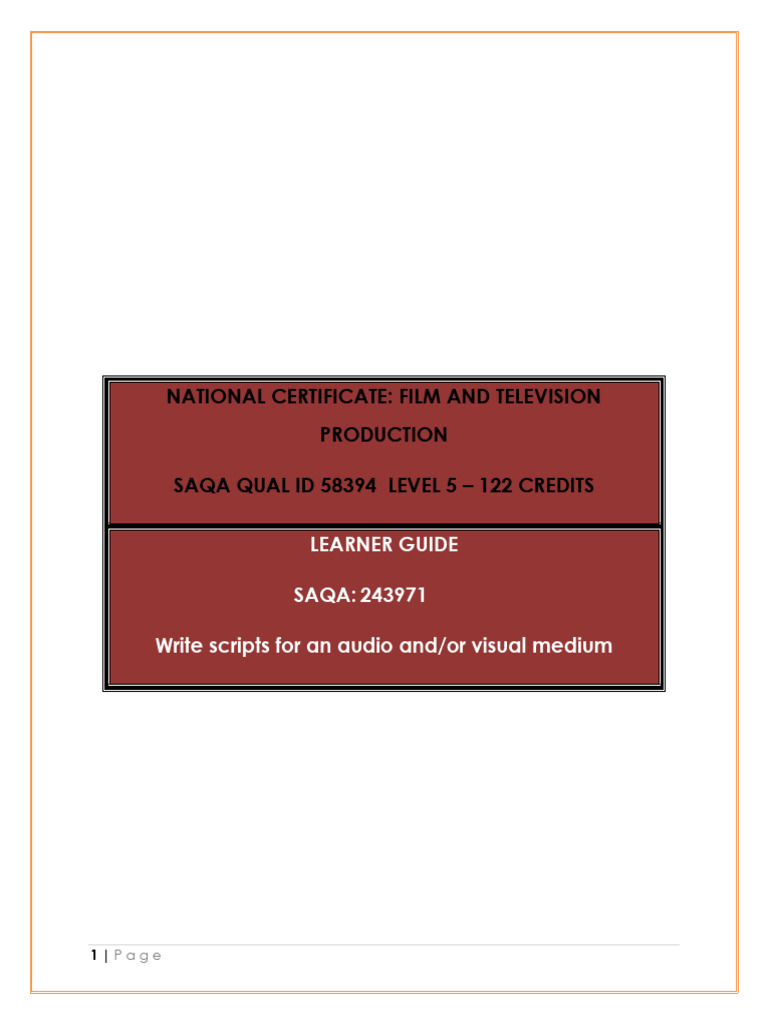 SAQA - 243971 - Learner Guide | PDF | Learning | Thriller (Genre)