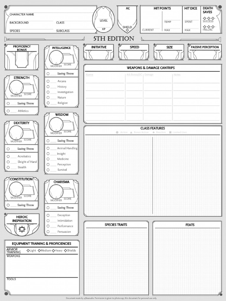 5e Chara Sheet | PDF