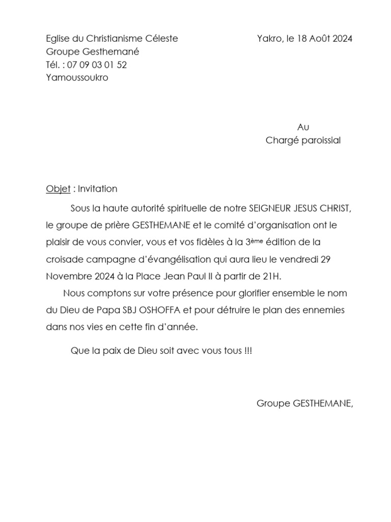 Invitation à la Croisade d'Évangélisation | PDF | Religion et spiritualité