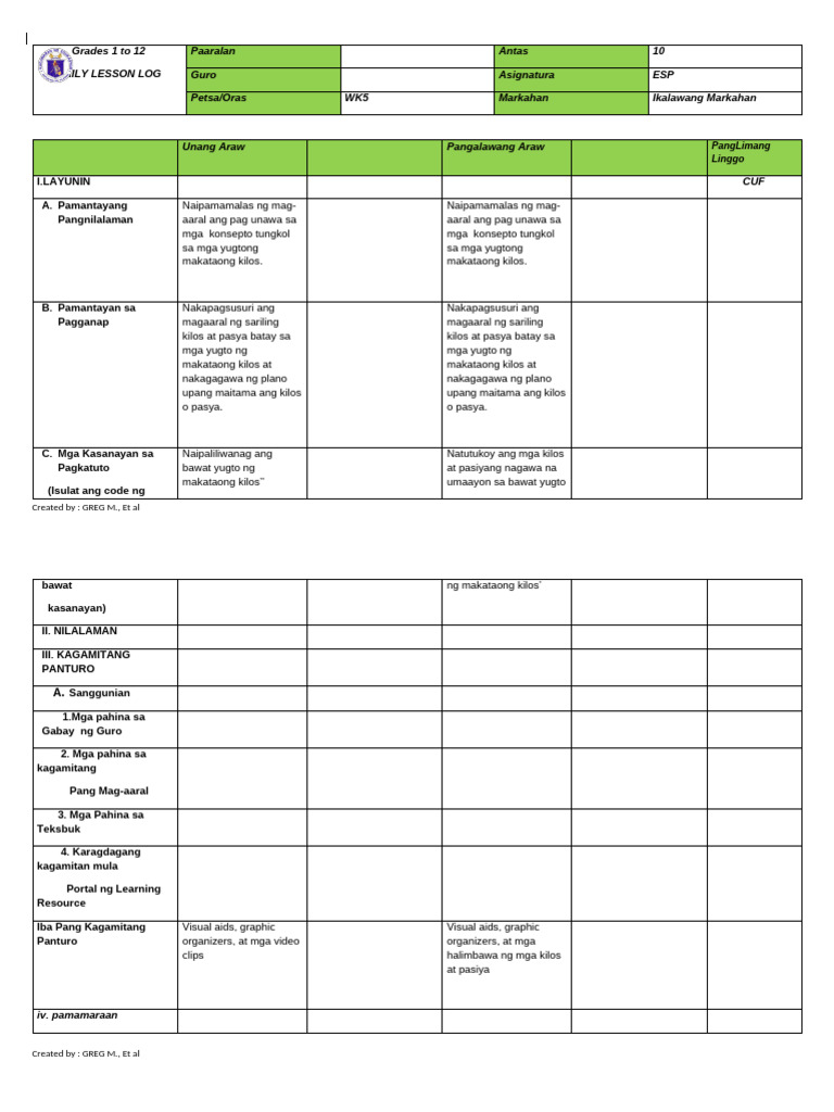 ESP10 Q2 WK5 Done | PDF