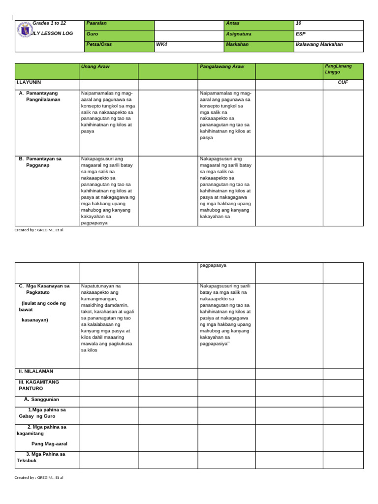 ESP10 Q2 WK4 Done | PDF