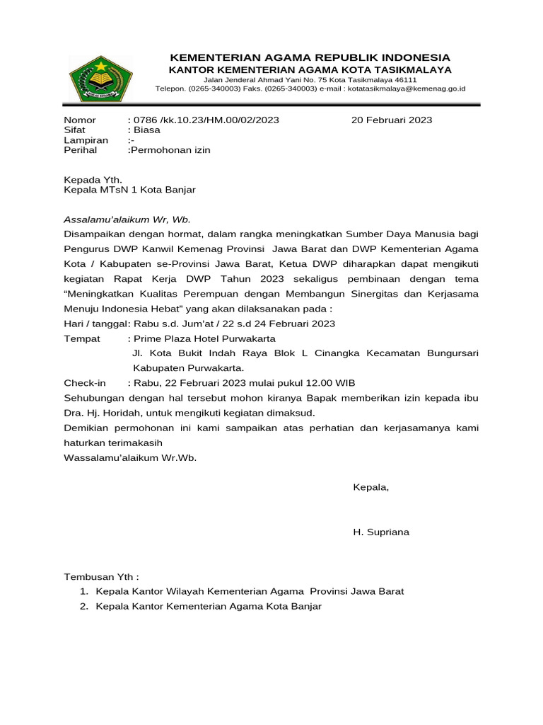 Surat Izin DWP | PDF