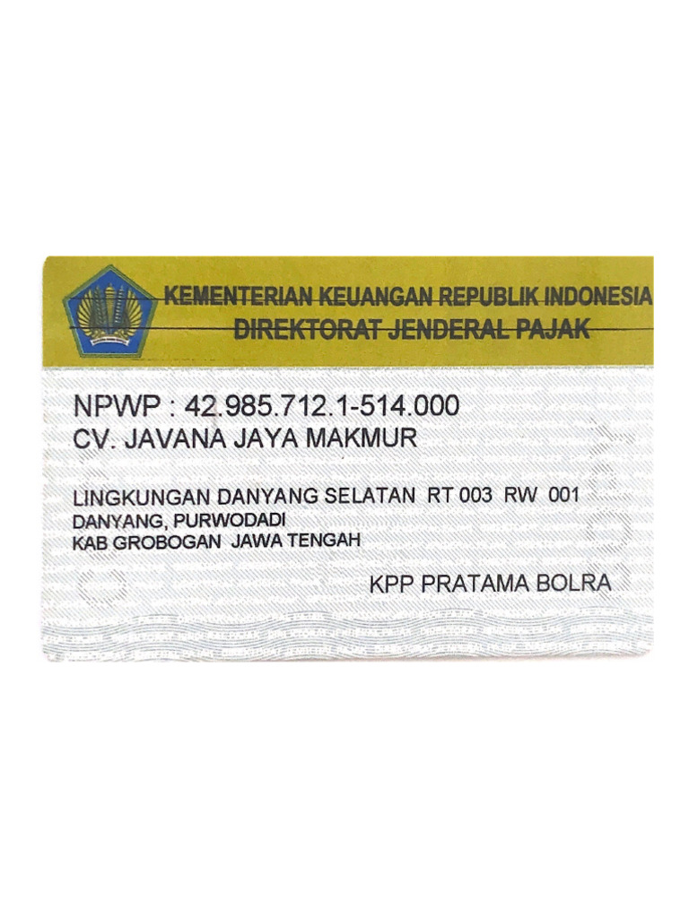 NPWP CV JJM | PDF