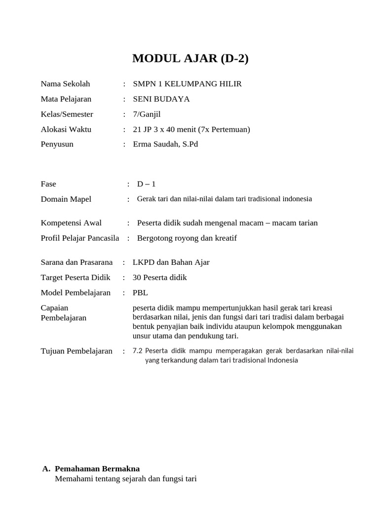 Modul Ajar D-2 | PDF | Seni & Disiplin Bahasa | Kajian Bahasa Asing